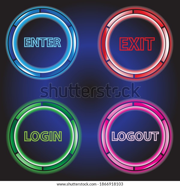 Neon Color Futuristic Button Set Stock Vector (Royalty Free) 1866918103 ...