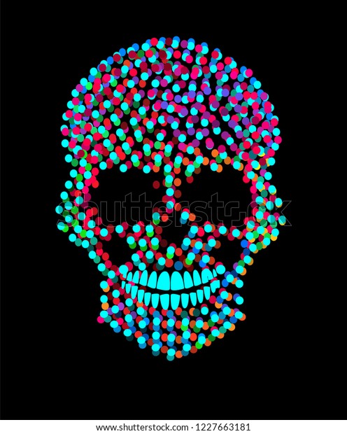 Neon Color Skull Icon Dots Stock Vector (Royalty Free) 1227663181 ...