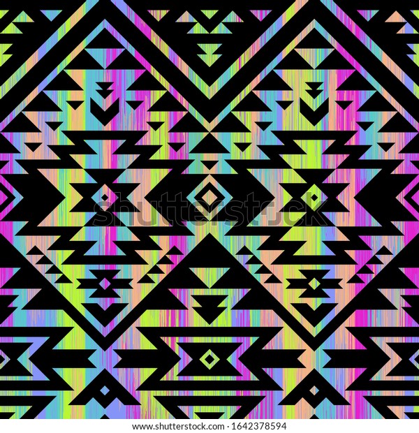 Neon Colors Tribal Vector Seamless Navajo Stock Vector (Royalty Free ...