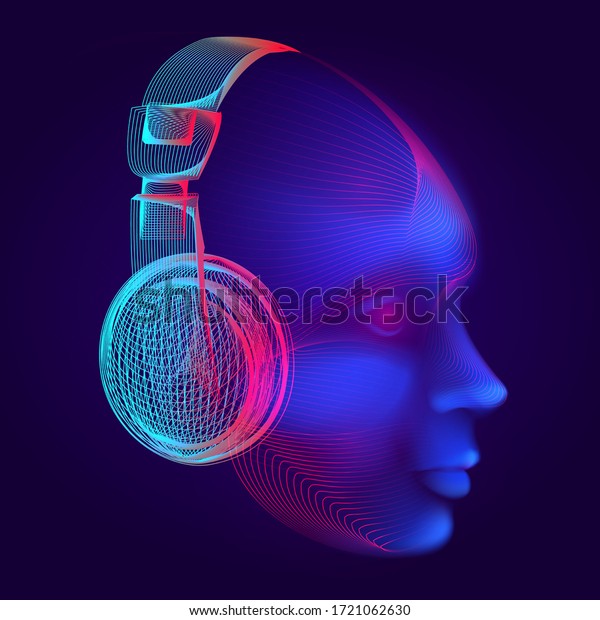 Neon Cyber Dj Robot Head Outline Stock Vector (Royalty Free) 1721062630 ...