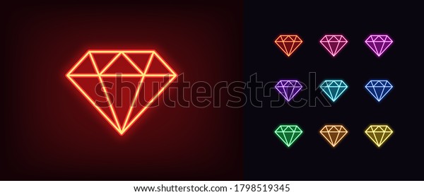 Neon Diamond Icon Glowing Neon Gem Stock Vector (Royalty Free ...