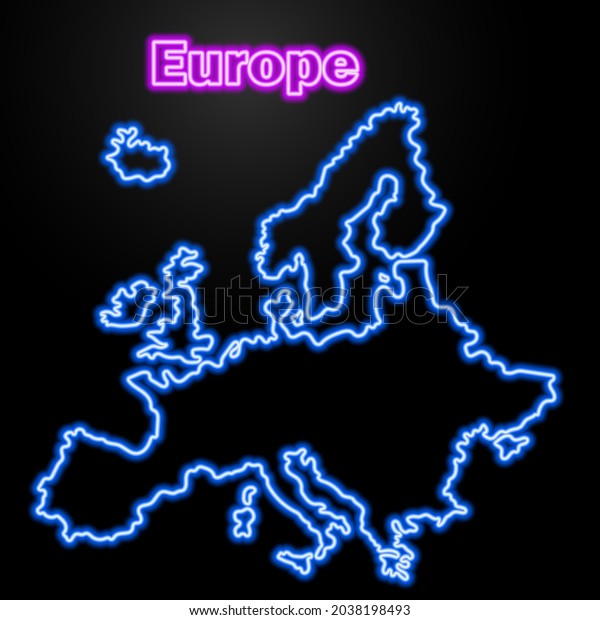 Neon Europe Map Isolated Vector Illustration Stock Vector (Royalty Free ...