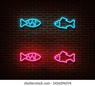 Neon Fish Signs Vector Isolated On Stock Vector (Royalty Free ...