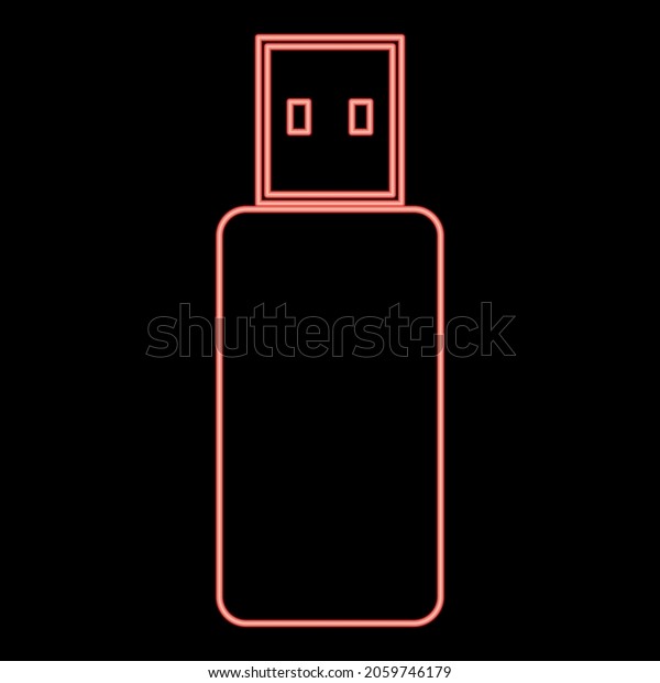 Neon Flash Drive Icon Black Color Stock Vector (Royalty Free ...