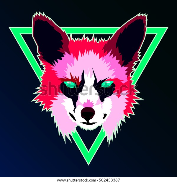 Neon Fox Head Highlighted Neon Light Stock Vector (Royalty Free) 502453387