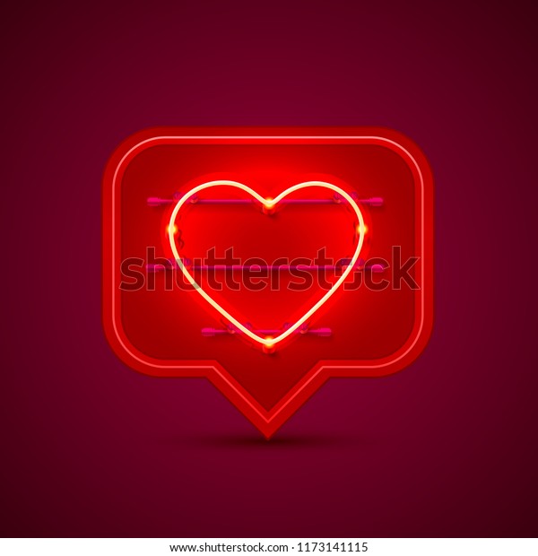 Neon Frame Chat Sign Shape Heart Stock Vector (Royalty Free) 1173141115 ...