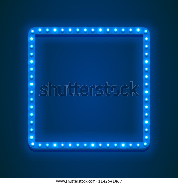 Neon Frame Sign Shape Square Template Stock Vector (Royalty Free ...