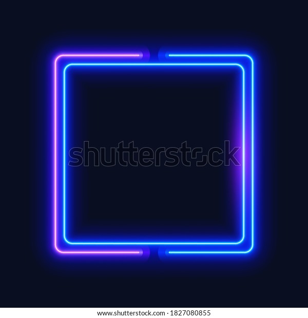 Neon Geometric Frame On Dark Background Stock Vector (Royalty Free ...