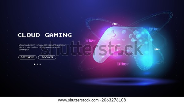 Neon Glowing Gamepad Cloud Gaming Concept Stock Vector (Royalty Free ...