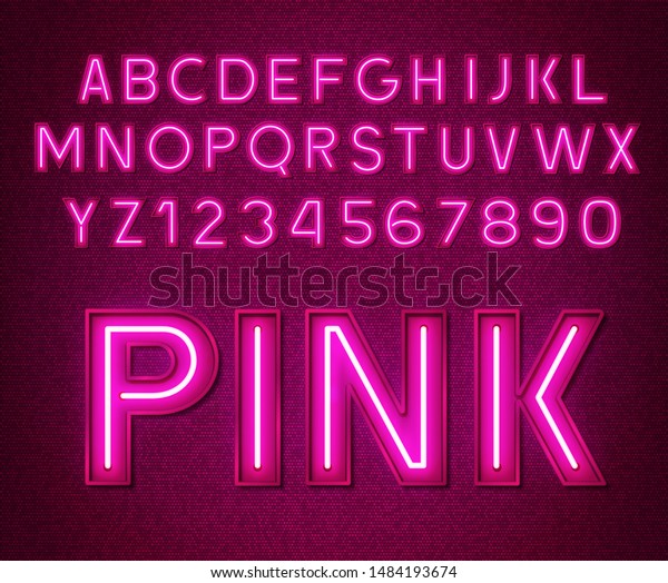 Neon Glowing Pink 3d Letters Numbers: เวกเตอร์สต็อก (ปลอดค่าลิขสิทธิ์ ...
