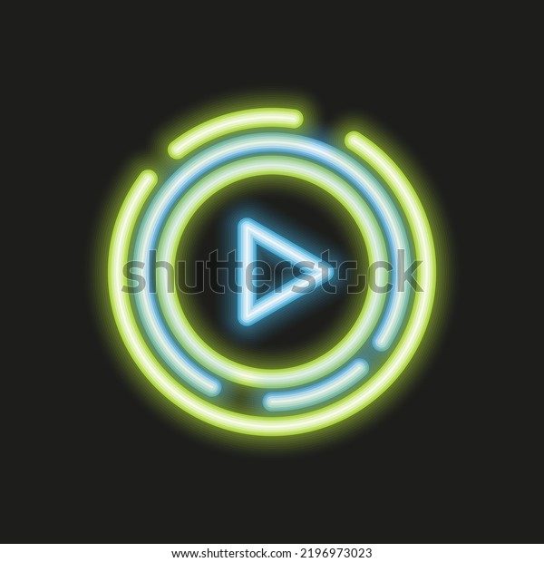 Neon Glowing Play Button Music Sign Stock Vector (Royalty Free ...