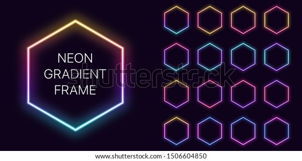 Neon Gradient Hexagon Frame Copy Space Stock Vector (Royalty Free ...
