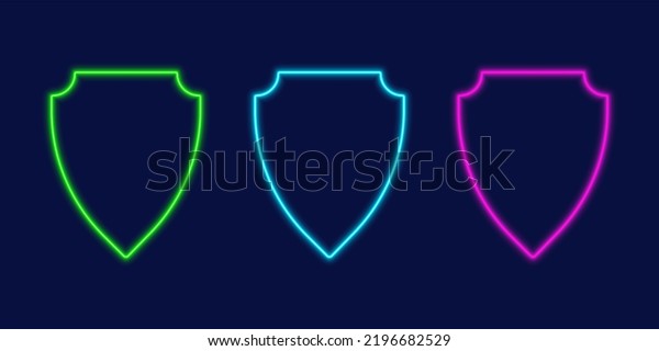 Neon Green Blue Violet Shields Vector Stock Vector (Royalty Free ...