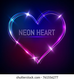 Neon Heart Vector Stock Vector (Royalty Free) 761625049