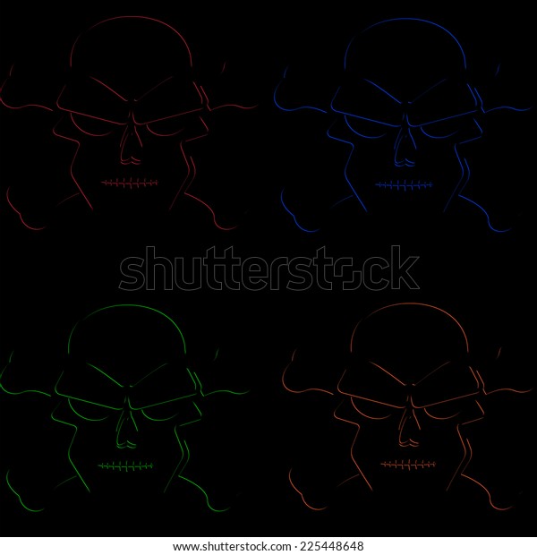 Neon Icon Skull Crossbones Made Vector Stock Vector (Royalty Free ...
