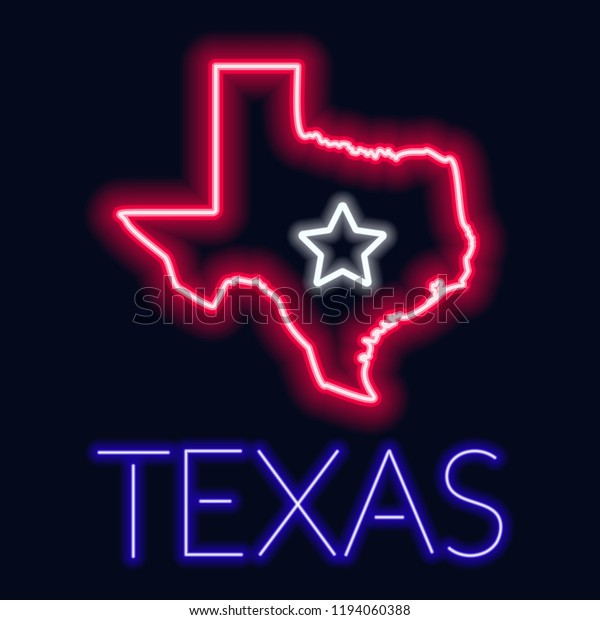 Neon Illustration State Texas Stock Vector (Royalty Free) 1194060388 ...
