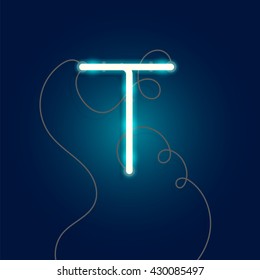 Neon Letter T Vector Illustration Glowing: стоковая векторная графика ...