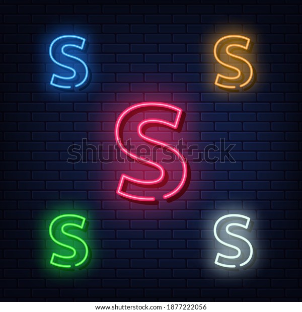 Neon Letters Five Colors Red Blue Stock Vector (Royalty Free ...