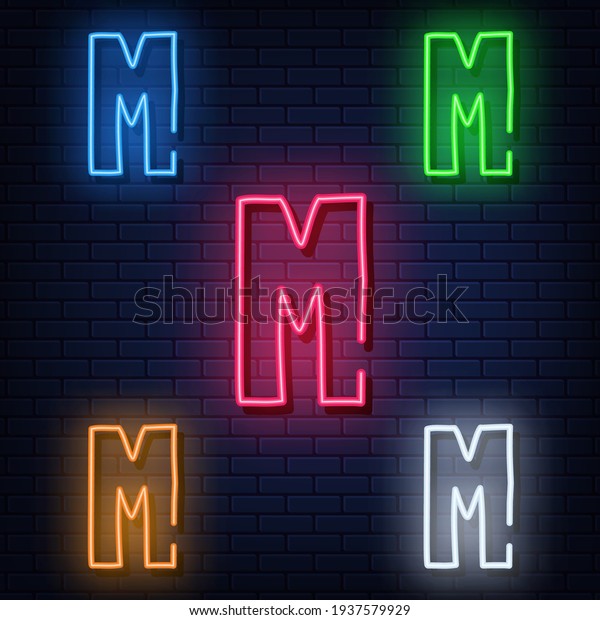 Neon Letters Five Colors Red Blue Stock Vector (Royalty Free ...