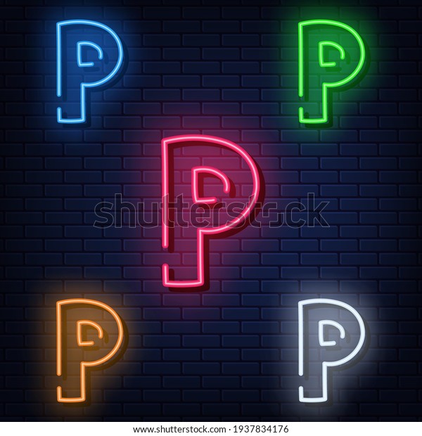 Neon Letters Five Colors Red Blue Stock Vector (Royalty Free ...