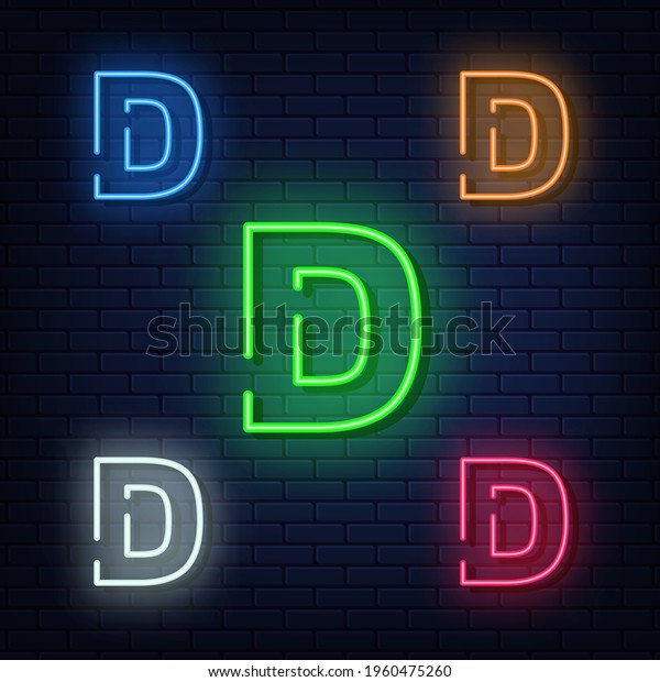 Neon Letters Five Colors Red Blue Stock Vector (Royalty Free ...
