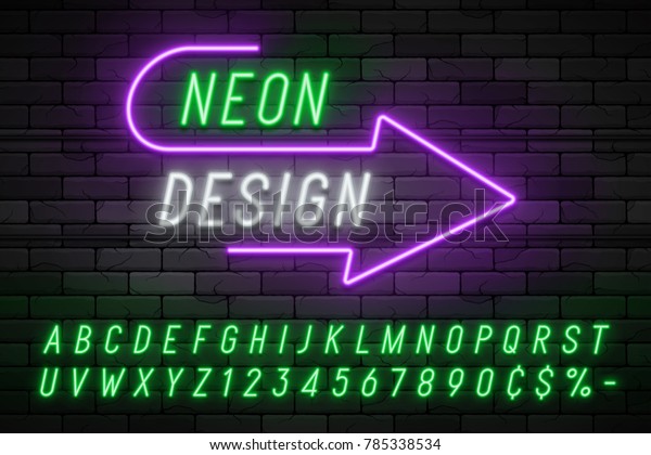 Neon Light Alphabet Realistic Extra Glowing Stock Vector (Royalty Free ...