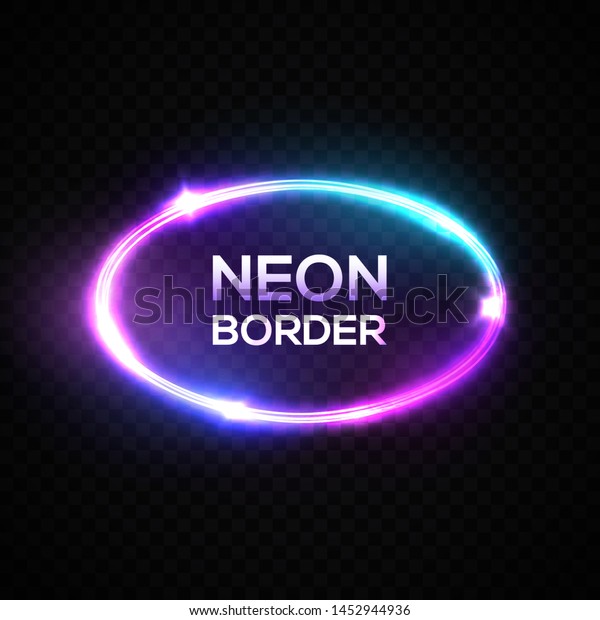 Neon Light Border Oval Frame Glowing Stock Vector (Royalty Free ...