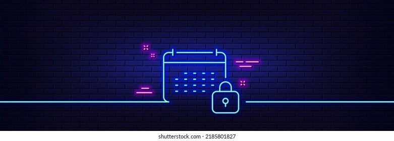 Neon Light Glow Effect Calendar Locked Stock Vector (Royalty Free ...