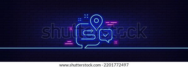 Neon light glow effect. Journey line icon. Road path sign. Route map ...