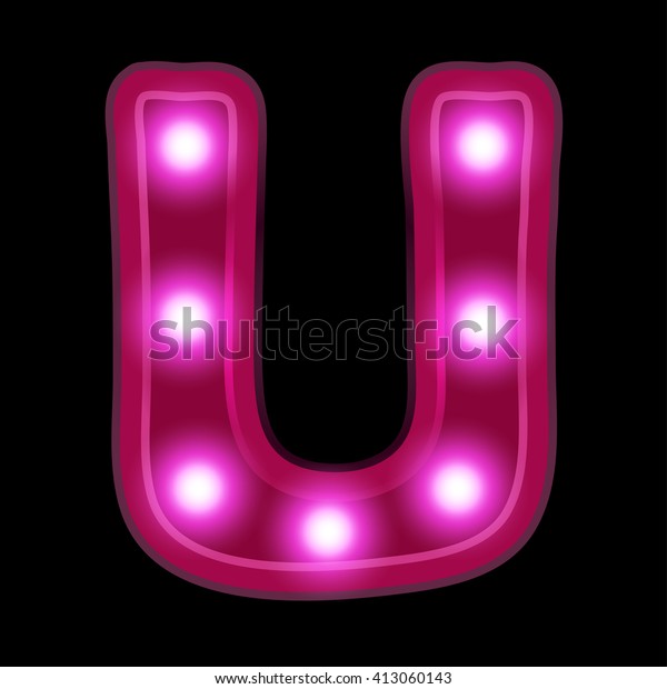 Neon Light Letter U Vector Font Stock Vector (Royalty Free) 413060143 ...