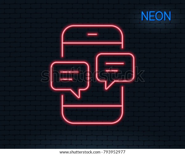 Neon Light Phone Message Line Icon Stock Vector (Royalty Free ...