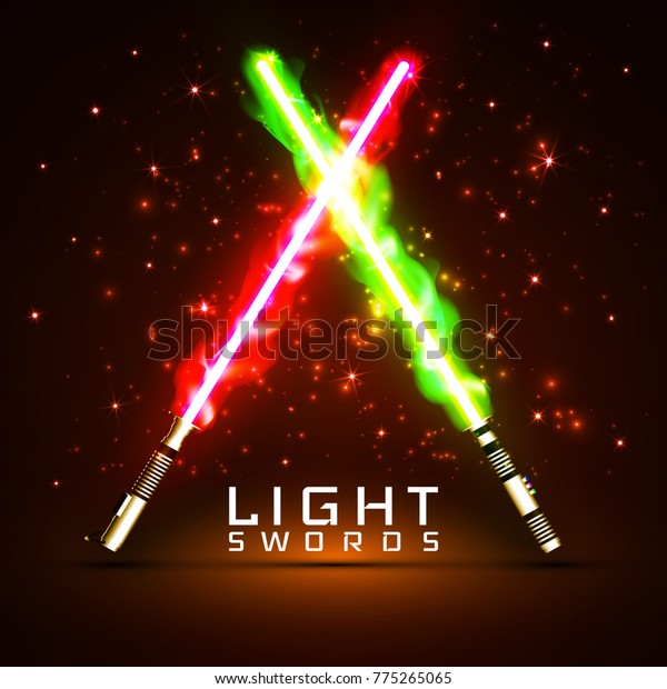 Neon Light Swords Crossed Light Fire Stock Vector (Royalty Free ...