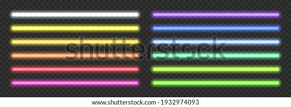 Neon Light Tubes Set On Transparent Stock Vector (Royalty Free ...