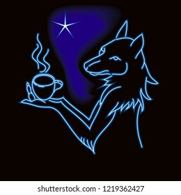 Neon Light Wolf Vector Illustration Stock Vector (Royalty Free ...