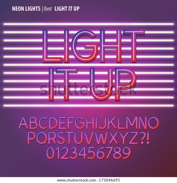 Neon Lights Alphabet Digit Vector Stock Vector (Royalty Free) 173046695 ...