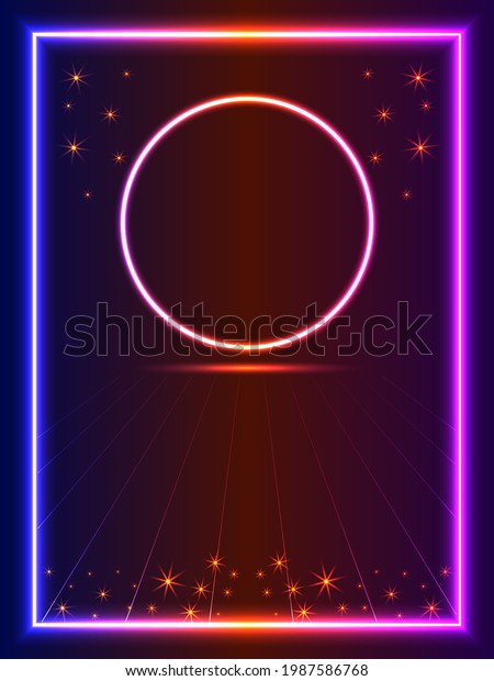 Neon Lights Background Poster Template Sparkle: เวกเตอร์สต็อก (ปลอดค่า ...