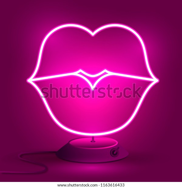 Neon Lips Sign Design Element Happy Stock Vector (Royalty Free ...