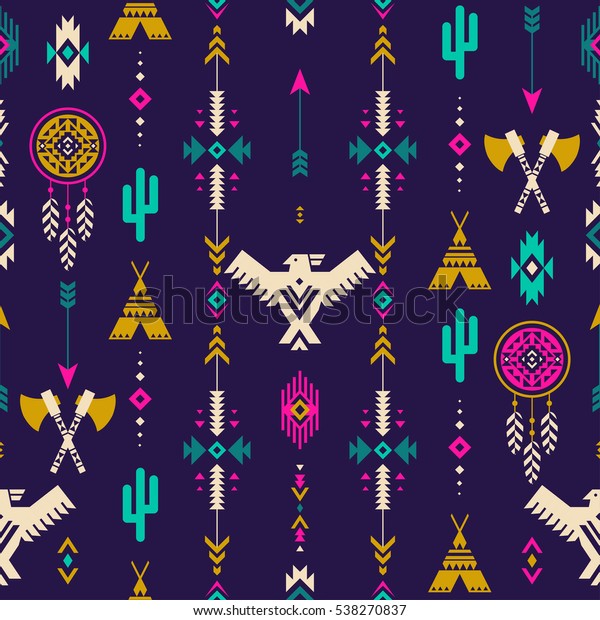 Neon Multicolor Tribal Vector Seamless Pattern Stock Vector (Royalty ...