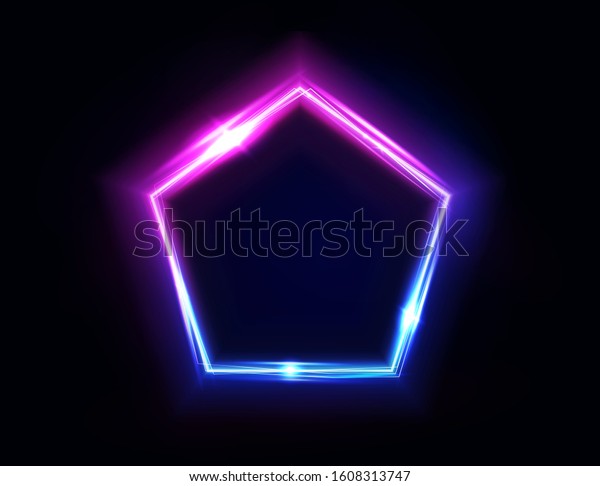 Vektor Stok Neon Pentagon Frame Neon Lights Sign (Tanpa Royalti) 1608313747