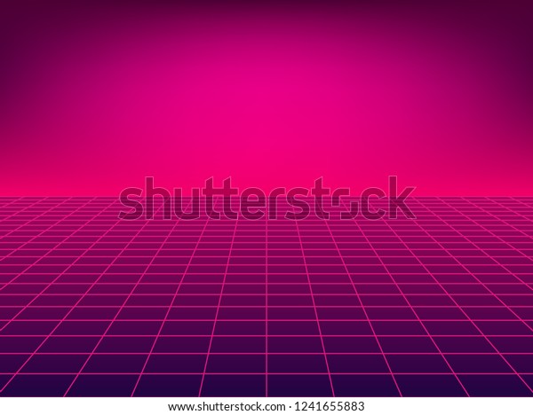 Neon Perspective Grid Retro Floor Background Stock Vector (Royalty Free ...