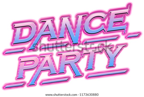 Neon Pink Dance Party Text Illustration Stock Vector (Royalty Free ...