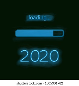 Neon Progress Bar 2020 Year Lload Stock Vector (Royalty Free ...