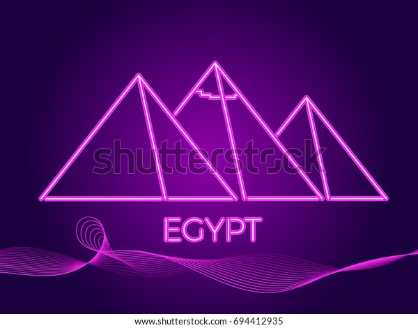 Neon Pyramids Sight Egypt Neon Sign Stock Vector (Royalty Free) 694412935