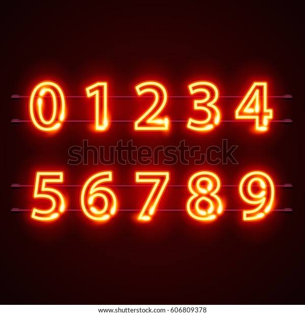 Neon Red City Font Numbers Set Stock Vector (Royalty Free) 606809378 ...
