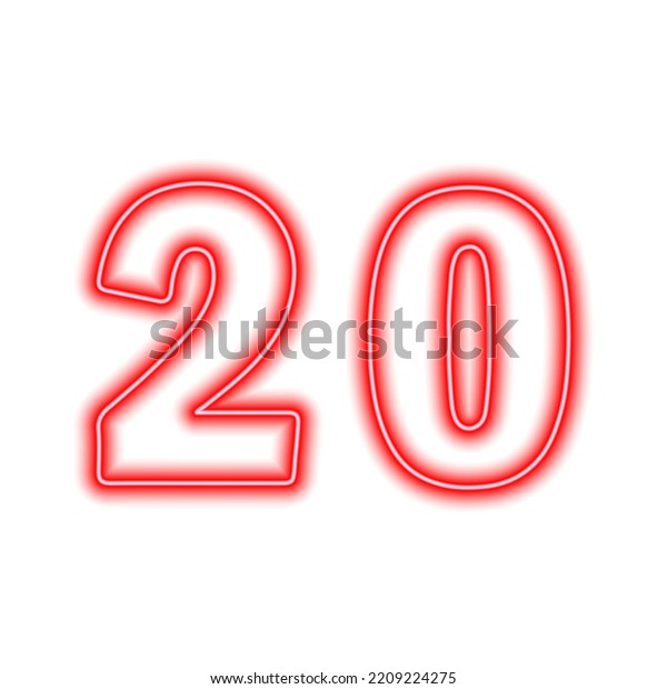 Neon Red Number 20 Isolated On Stock Vector (Royalty Free) 2209224275 ...