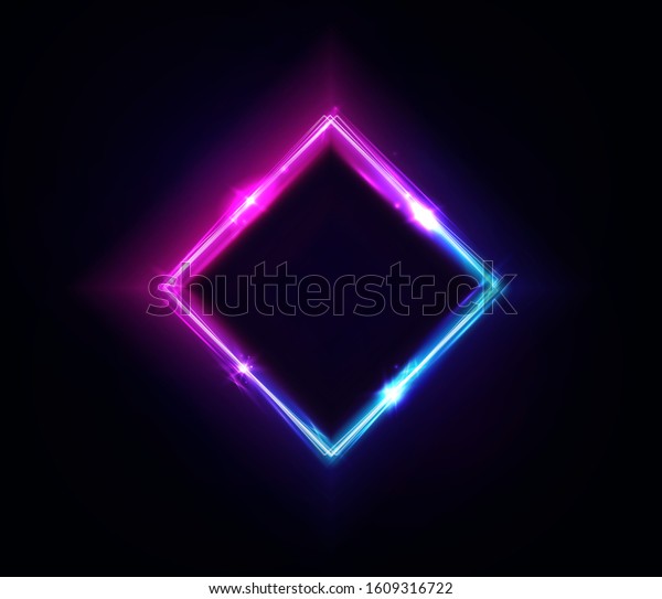 Neon Rhombus Frame Neon Lights Square Stock Vector (Royalty Free ...