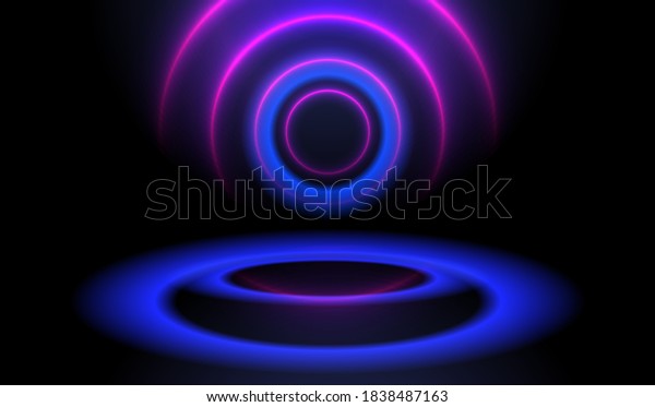 Neon Round Laser Empty Room Background Stock Vector (Royalty Free ...