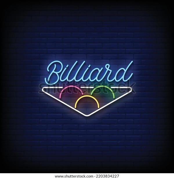 Neon Sign Billiard Brick Wall Background Stock Vector (Royalty Free ...