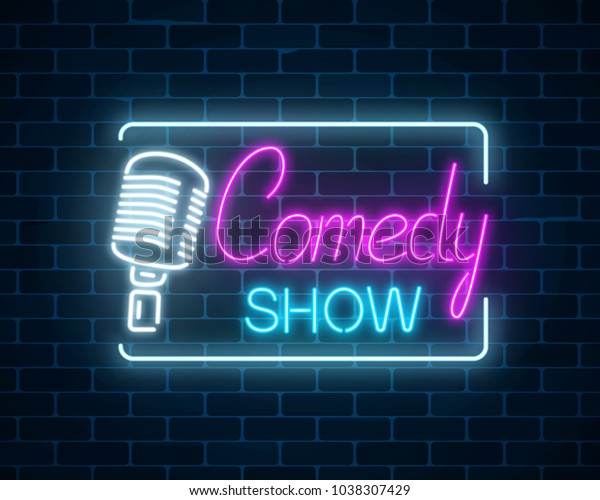 Neon Sign Comedy Show Retro Microphone Stock Vector (Royalty Free ...