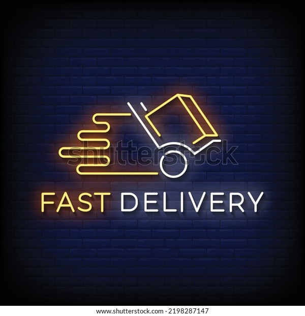 Neon Sign Fast Delivery Brick Wall Stock Vector (Royalty Free ...